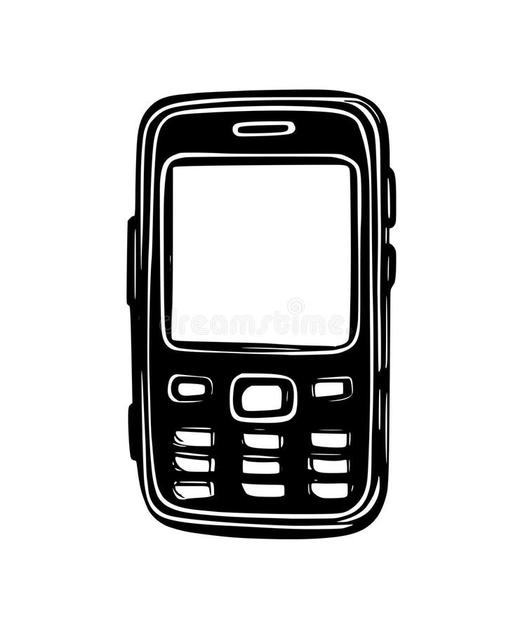 Hand Drawn Phone Doodle Style Stock Illustration - Illustration of ...
