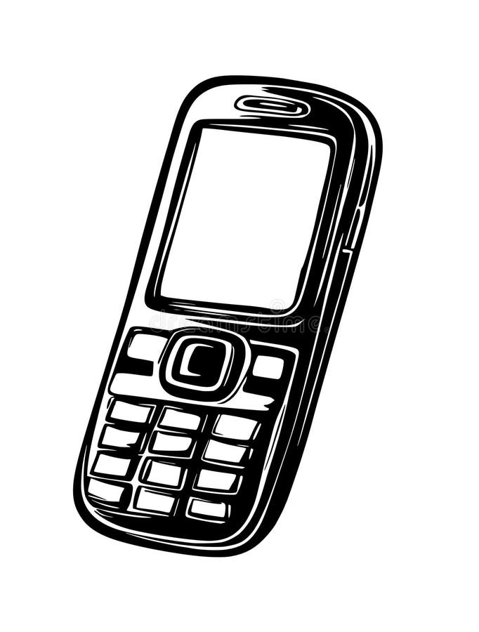 Hand Drawn Phone Doodle Style Stock Illustration - Illustration of ...