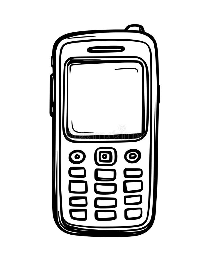 Hand Drawn Phone Doodle Style Stock Illustration - Illustration of ...