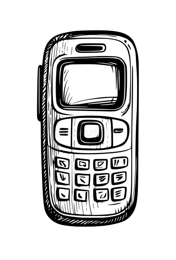 Hand Drawn Phone Doodle Style Stock Illustration - Illustration of ...