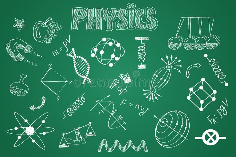 Hand Drawn Physics Set. Chalk on the Blackboard Stock Vector ...