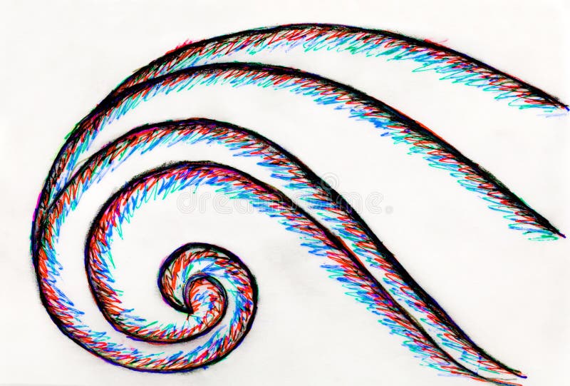 A Hand Drawn Picture of a Colorful Wave Shape. Stock Illustration ...