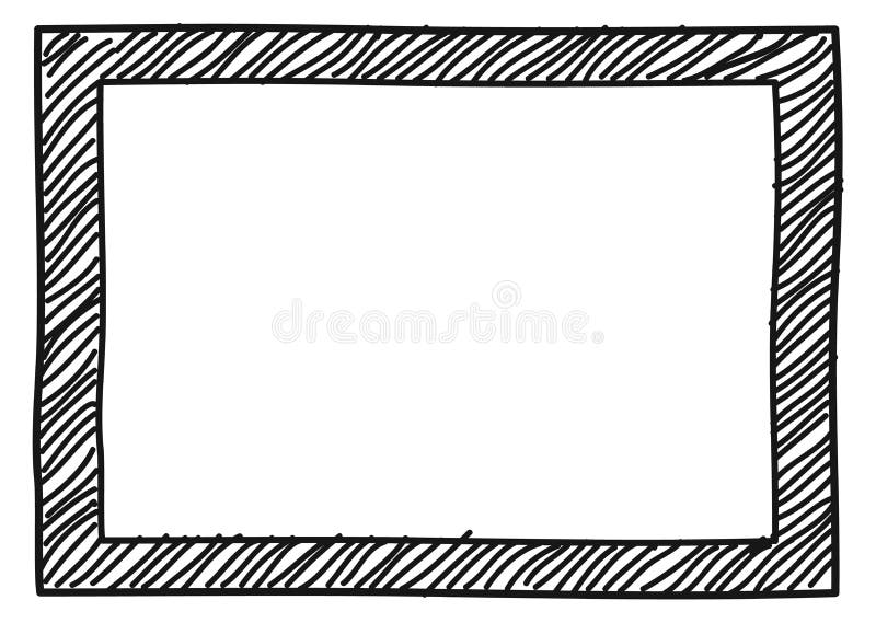 Hand Drawn Picture Frame. Etching Rectangle Border Stock Vector ...