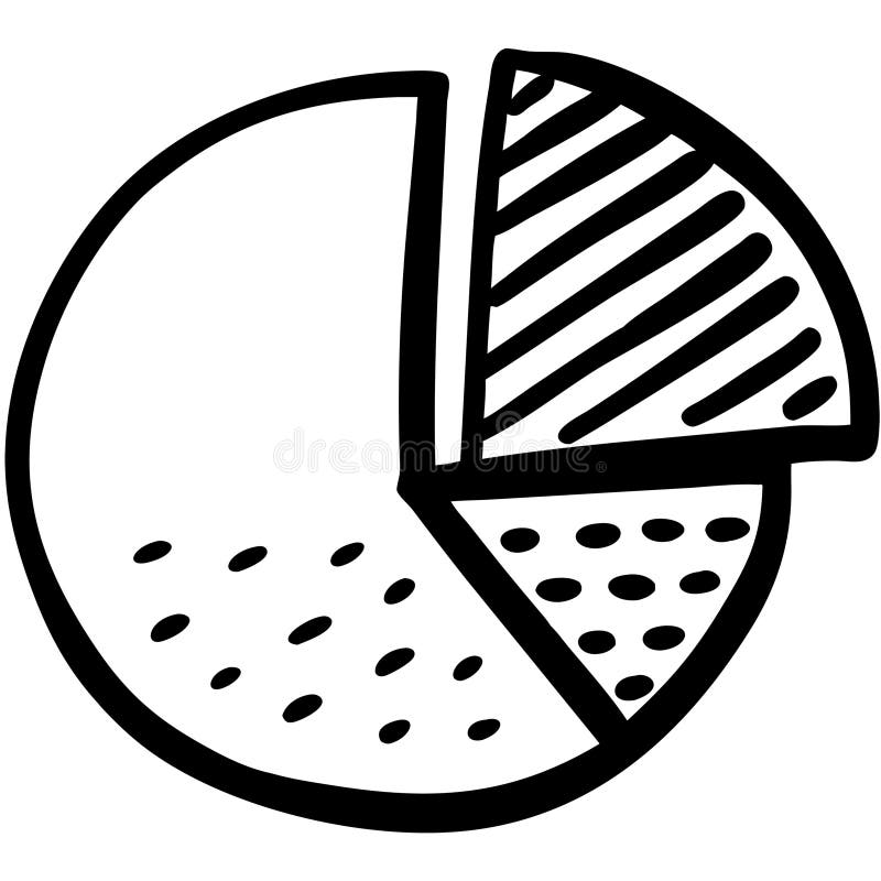Hand Drawn Pie Chart Vector with Three Segments for Data Visualization ...