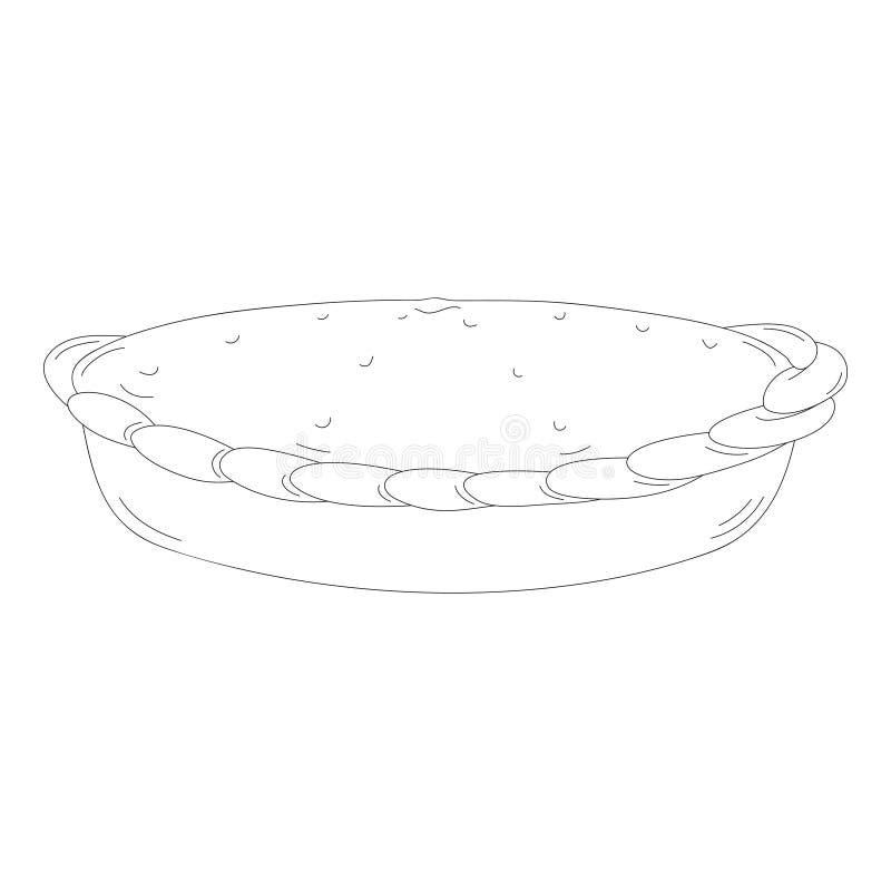 Hand Drawn Round Pie. Vector Illustration of Bakery Product. Black and ...