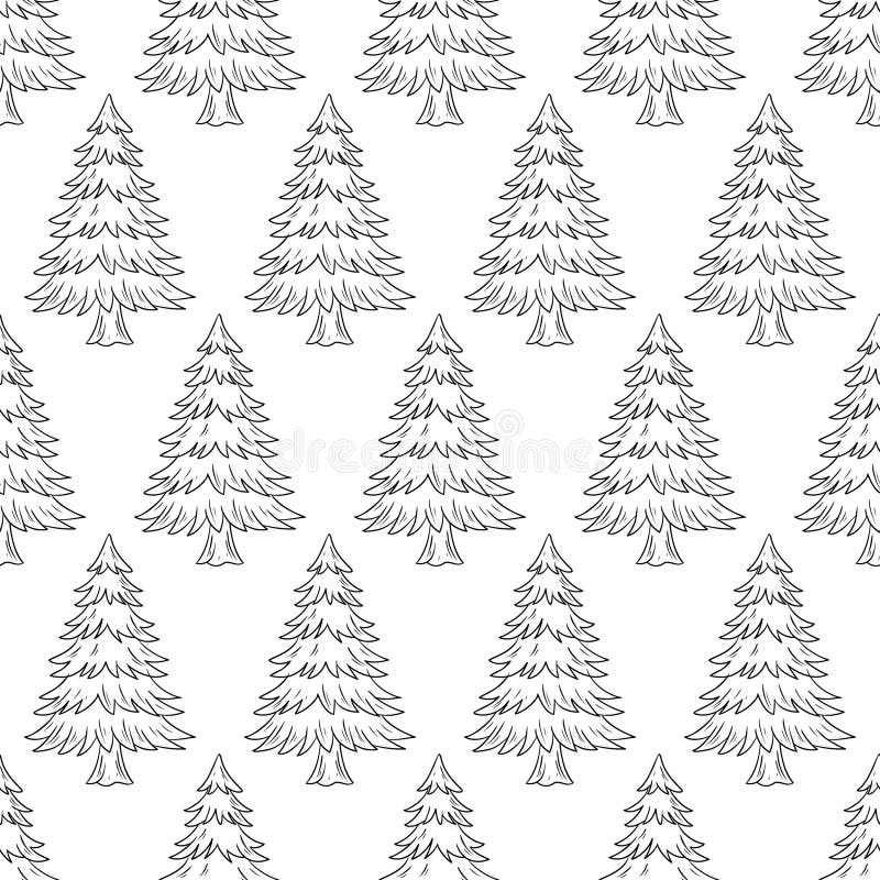 Doodle Pine Fir Trees Seamless Stock Illustrations – 1,025 Doodle Pine ...