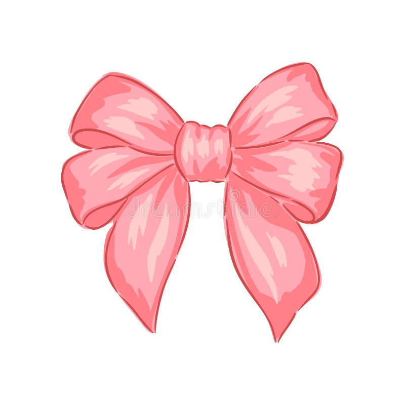Hand Drawn Pink Bow Vector Illustration Stock Vector - Illustration of ...