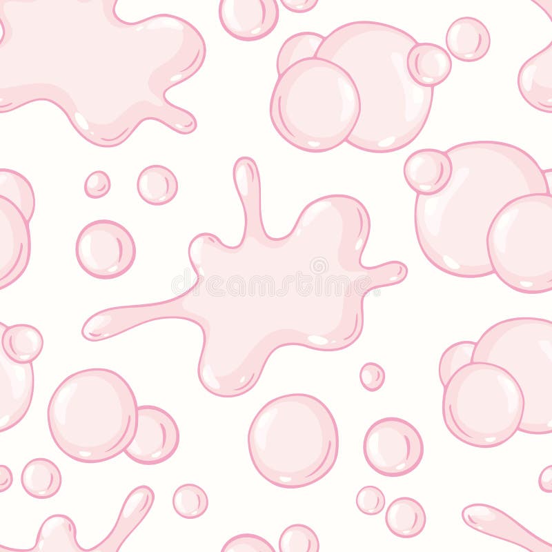Hand Drawn Pink Bubble Gum Seamless Pattern with Burst. Sweet Candy ...