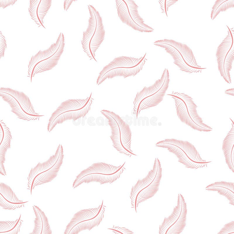 Hand Drawn Pink Feather Seamless Pattern Repeatable Illustration ...