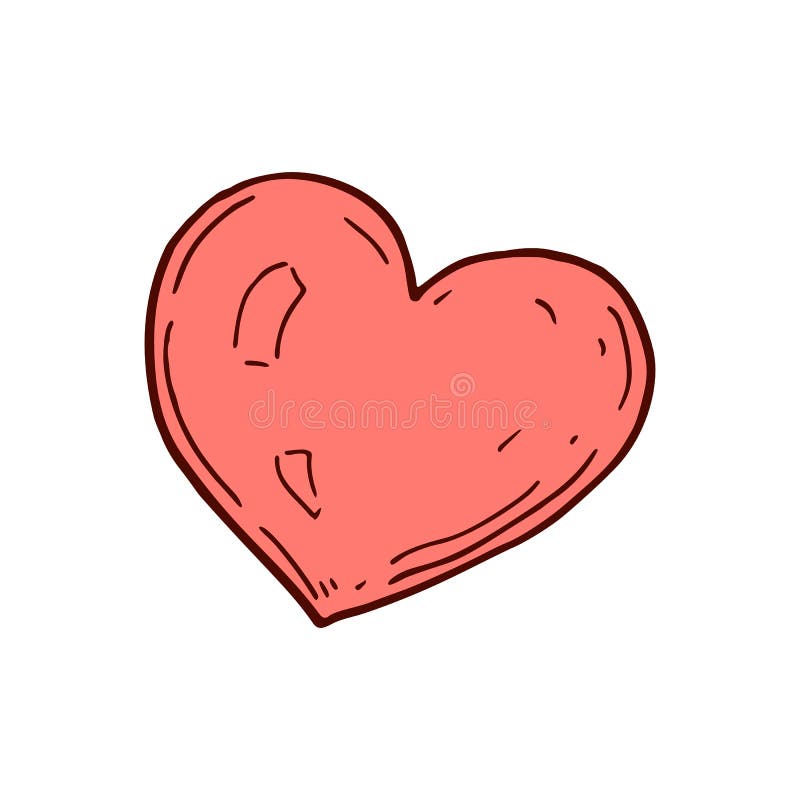 Hand Drawn Pink Heart. Vector Illustration Stock Vector - Illustration ...