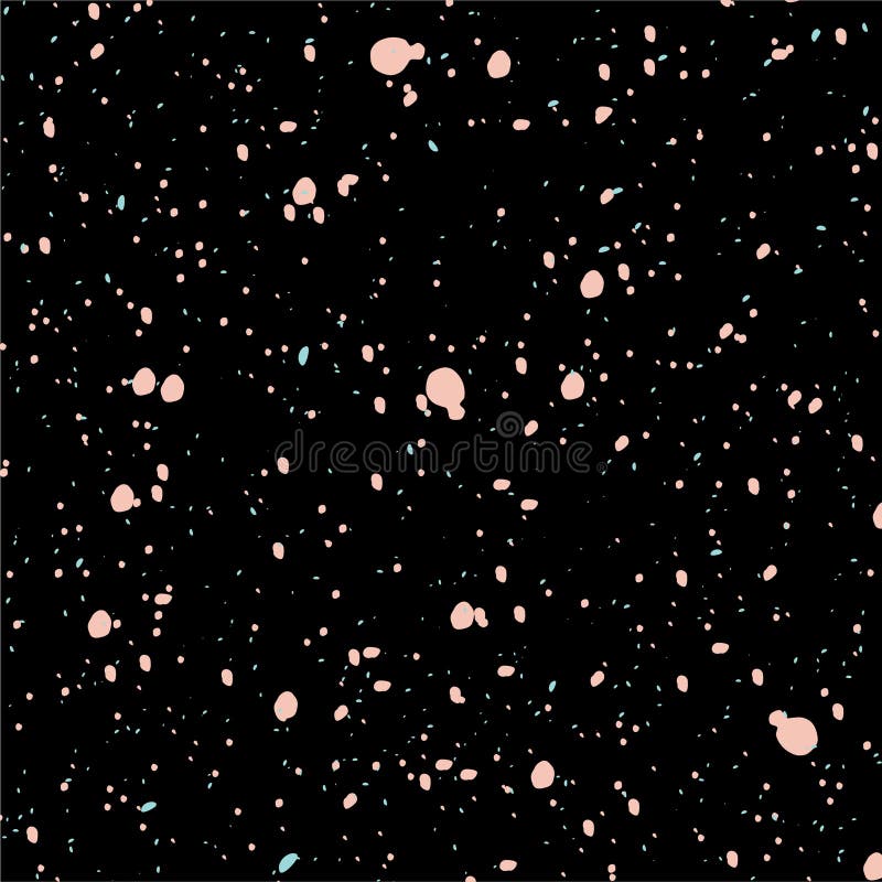 Hand Drawn Pink Ink Spot Pattern on Black Background Stock Vector ...