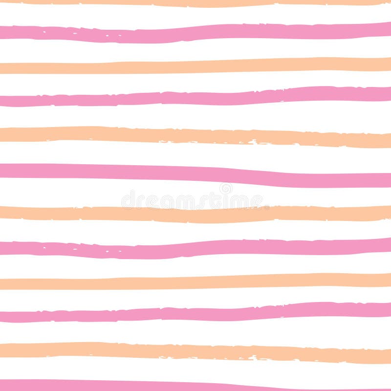 Hand Drawn Pink Orange Horizontal Thick Stripe Doodle Pattern ...
