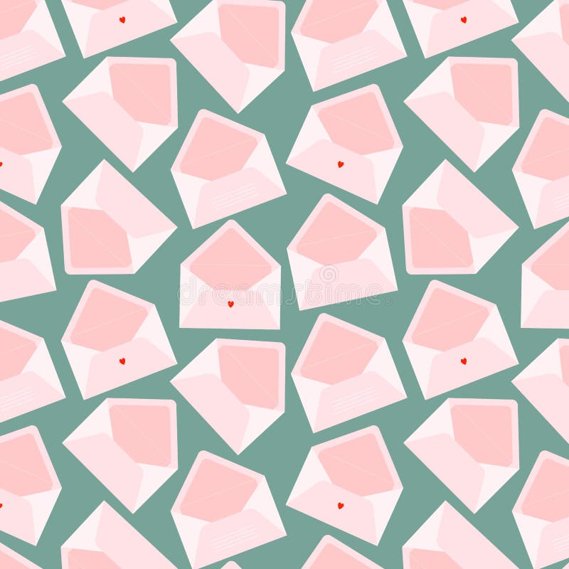 Pink Envelopes on a Green Background. Modern Vector Illustration ...