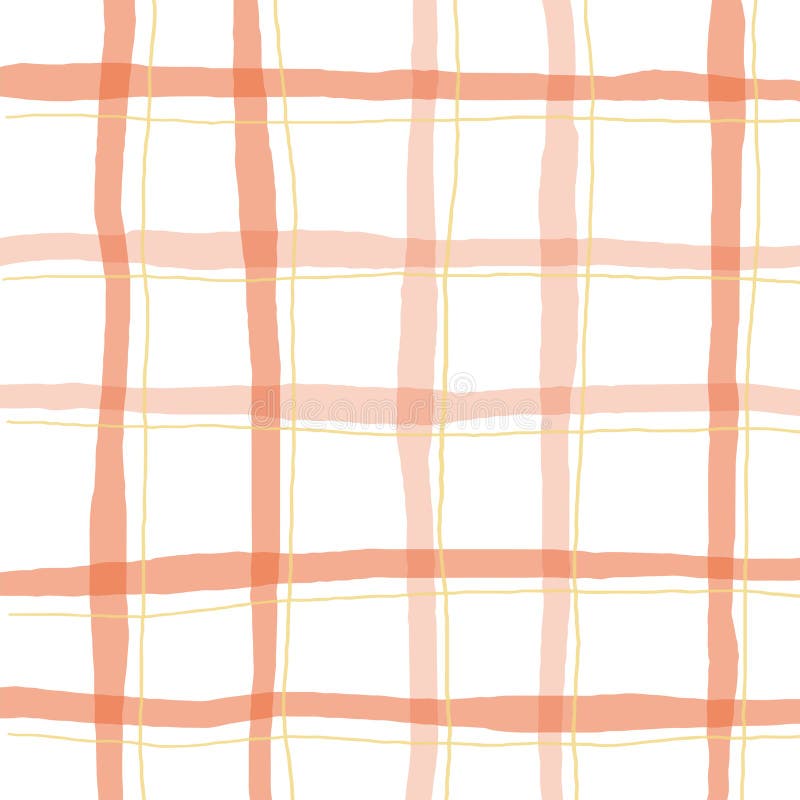 Hand Drawn Pink and Yellow Plaid with Vector Seamless Pattern. Stock ...