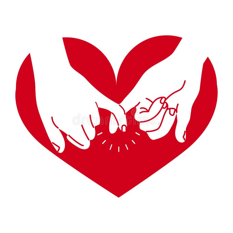Pinky Promise Outline Vector with Heart Stock Vector - Illustration of ...