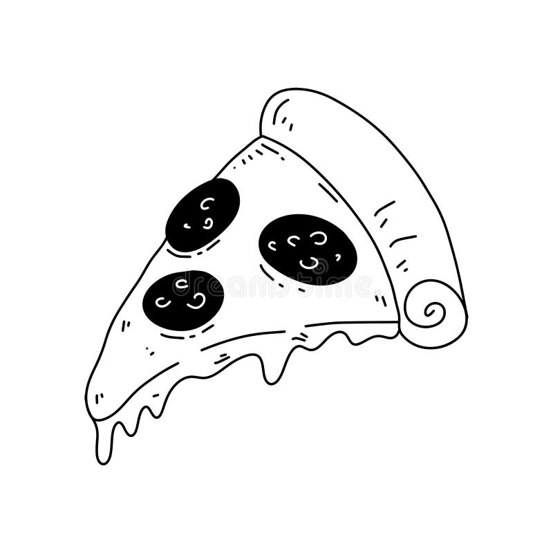 Hand Drawn Pizza. Doodle Style Pizza Stock Illustration - Illustration ...
