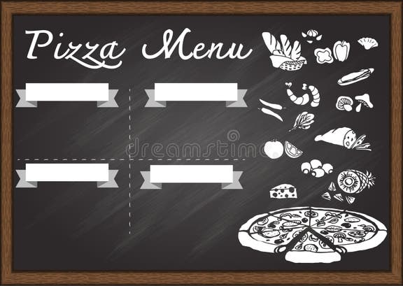 Hand Drawn Pizza Menu on Chalkboard Design Template. Ready To Use Stock ...
