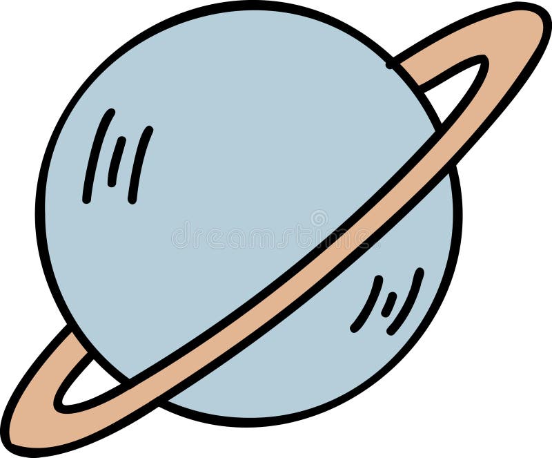Hand Drawn Planets and Rings Floating in Space Illustration Stock ...