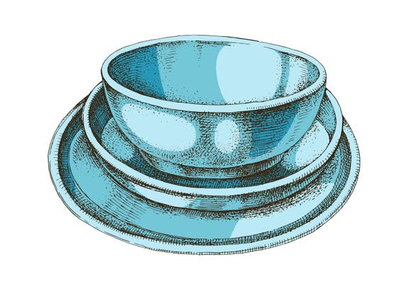 Hand Drawn Plates Set Vector Stock Illustration - Illustration of ...