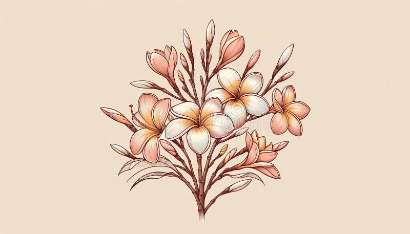 Hand Drawn Plumeria Flower Bouquet Illustration Stock Illustration Illustration Of Card