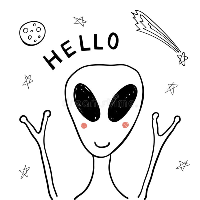 Cute alien in space stock vector. Illustration of face - 101011858