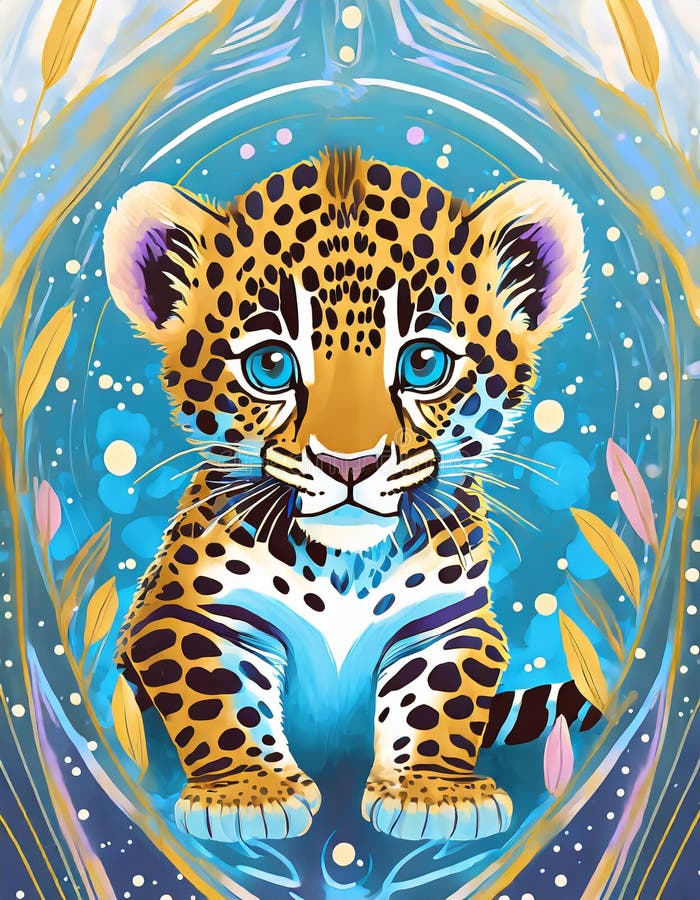 Hand Drawn Portrait of a Cute Leopard Cub. Stock Illustration ...