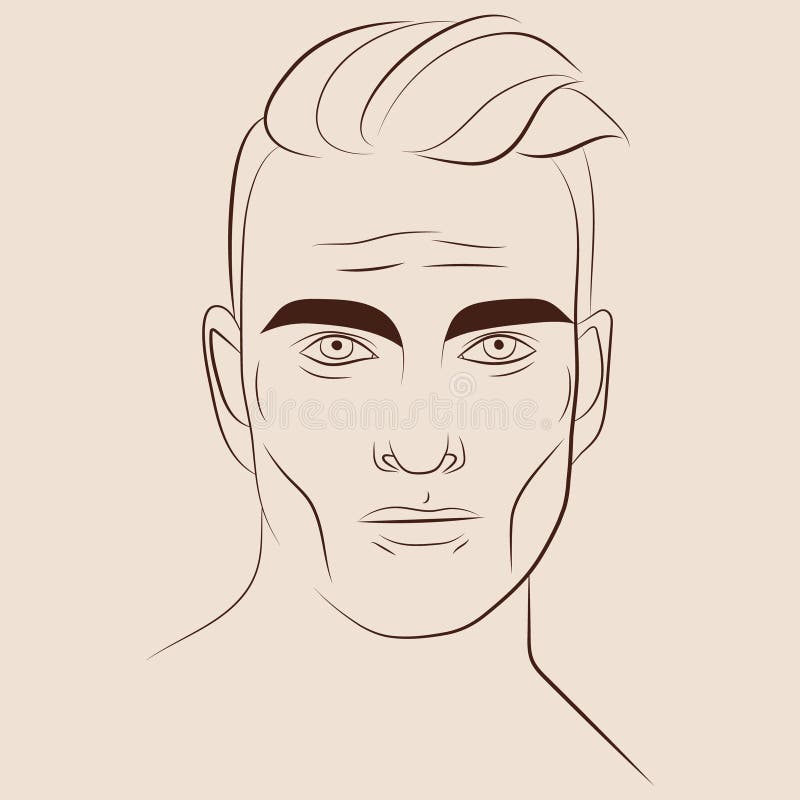 Hand Drawn Portrait of Handsome Man Stock Vector - Illustration of ...
