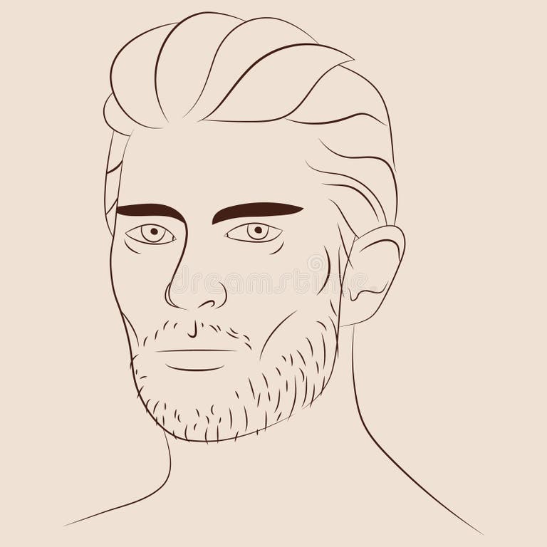 Hand Drawn Portrait of Handsome Man Stock Vector - Illustration of hand ...