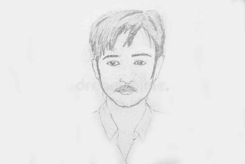 Hand Drawn Portrait of a Young Man Stock Illustration - Illustration of ...