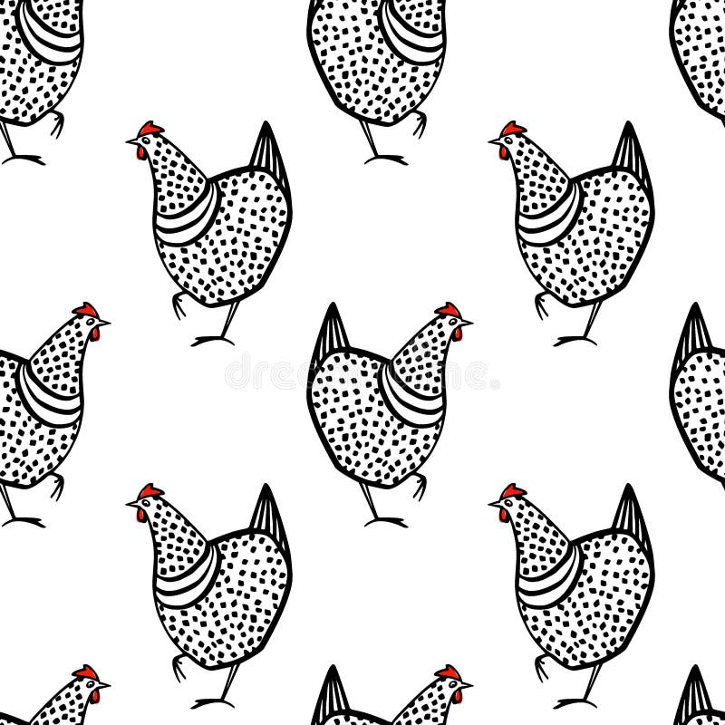 Hand drawn chickens stock vector. Illustration of bird - 119088495