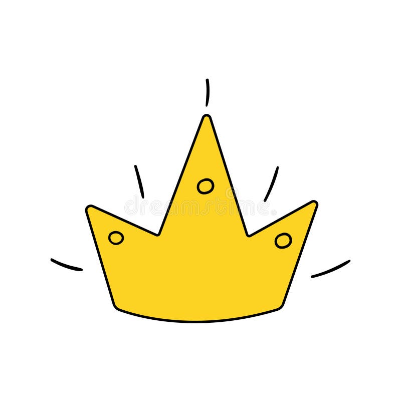 Hand-drawn Princess Crown. Vector Cartoon Gold Crown in Doodle Style ...