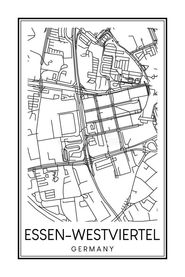 Hand Drawn Poster Print Road Map of Borough WESTVIERTEL of the German ...