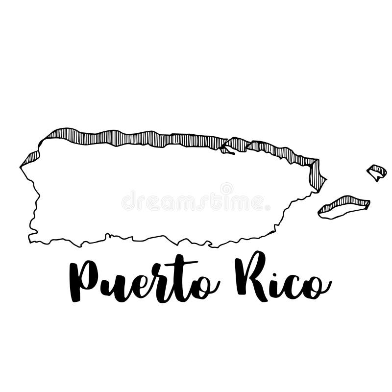 Hand Drawn of Puerto Rico Map, Illustration Stock Illustration ...