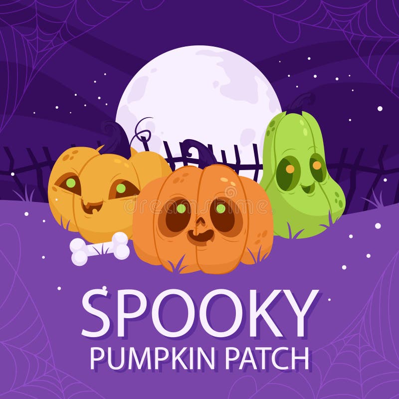 Hand Drawn Pumpkin Patch Vector Illustration. Stock Illustration ...