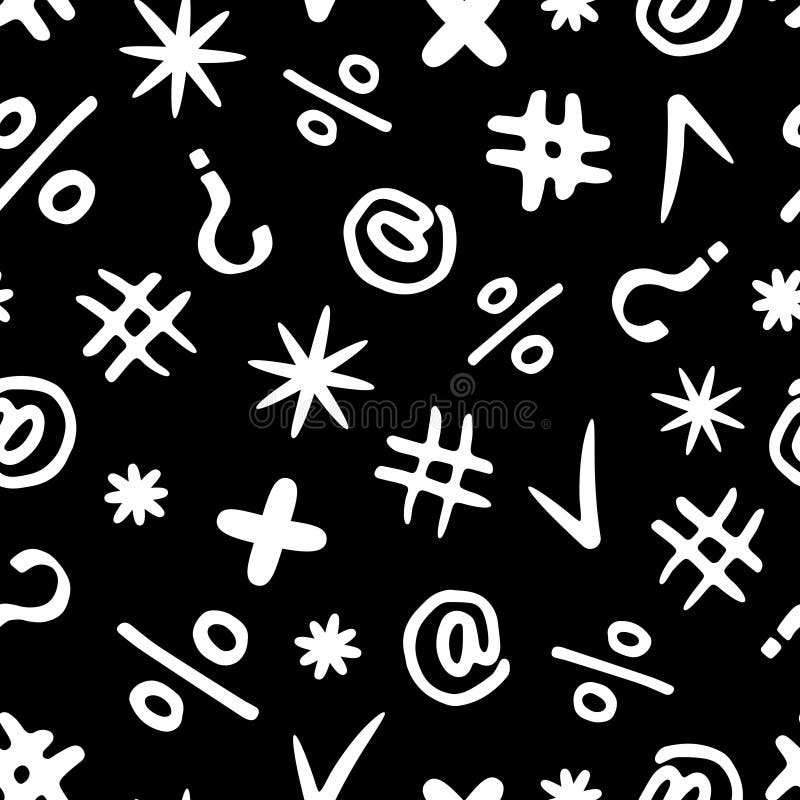 Hand Drawn Punctuation, Confirm Marks and Signs Seamless Pattern Stock ...