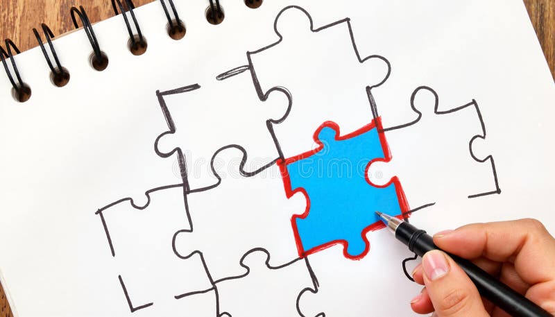 Hand-drawn Puzzle Sketch with Missing Piece, Search for Solutions Stock ...