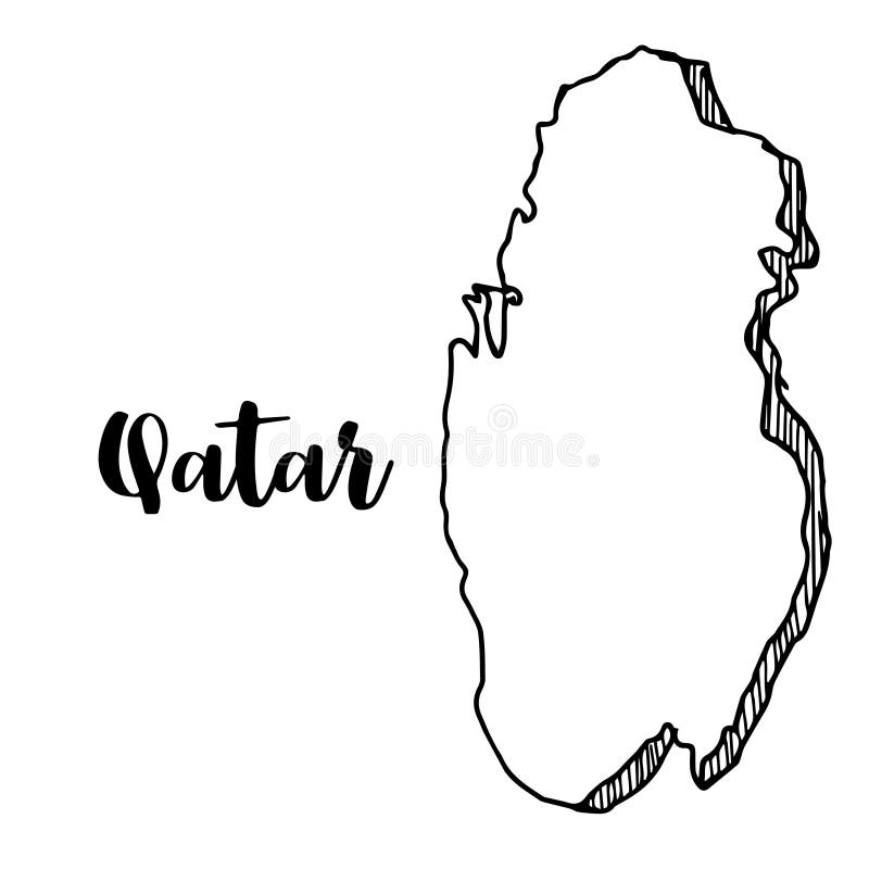 Hand drawn of Qatar map stock vector. Illustration of isolated - 94397640