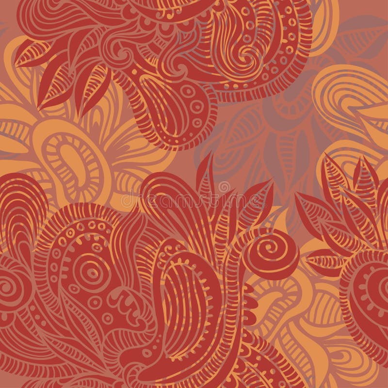 Quaint Indian Seamless Pattern Stock Vector - Illustration of handmade ...