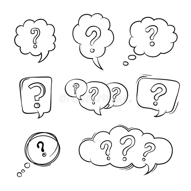 Hand Drawn Question Mark in Chat Bubble Doodle Element. Stock Vector ...