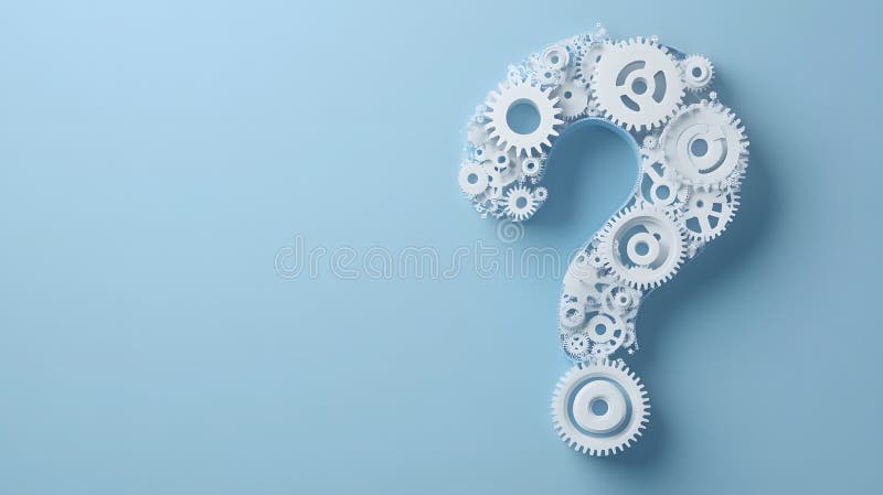 Hand-Drawn Question Mark with Gears and Mechanical Elements Symbolizing ...