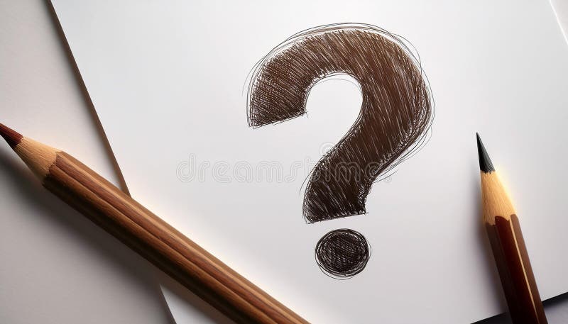 Hand Drawn Question Mark Sketch and Pencil on White Paper Stock ...