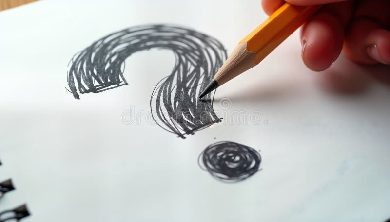 Hand Drawn Question Mark on White Paper. Creative Design with Pencil ...
