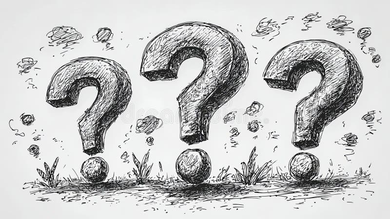 Hand-drawn Question Marks with Abstract Scribble Design Illustration ...