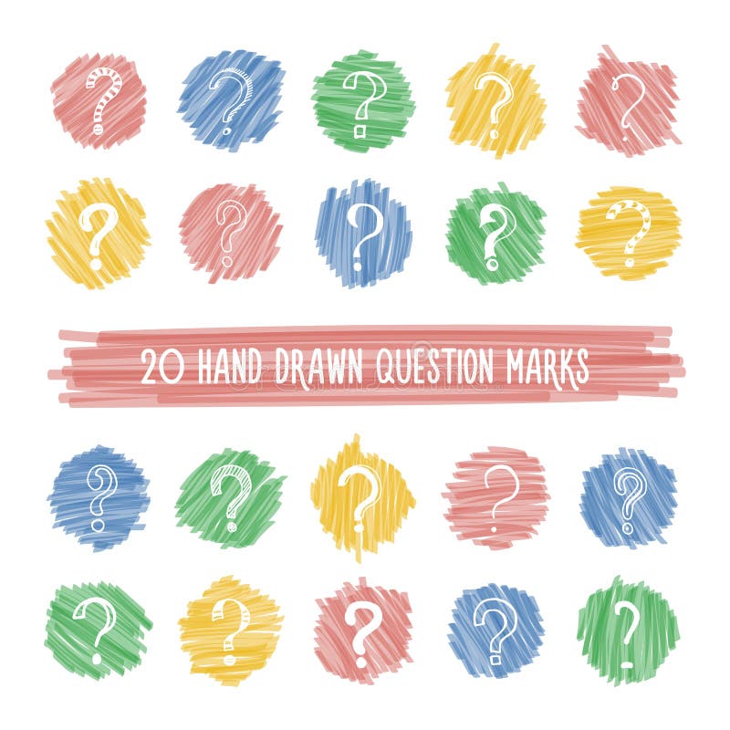 Hand Drawn Question Marks on Highlight Spots Set. Stock Vector ...
