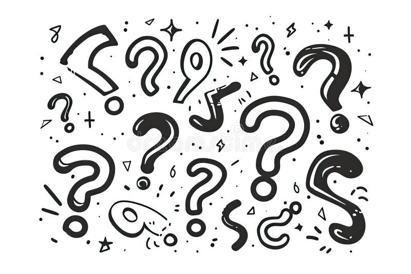 Hand Drawn Question Marks are Illustrated on a Clean White Background ...