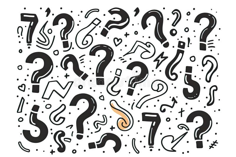 Hand Drawn Question Marks are Illustrated on a Clean White Background ...