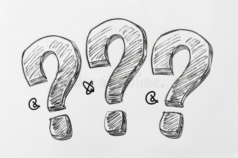 Hand Drawn Question Marks are Illustrated on a Clean White Background ...