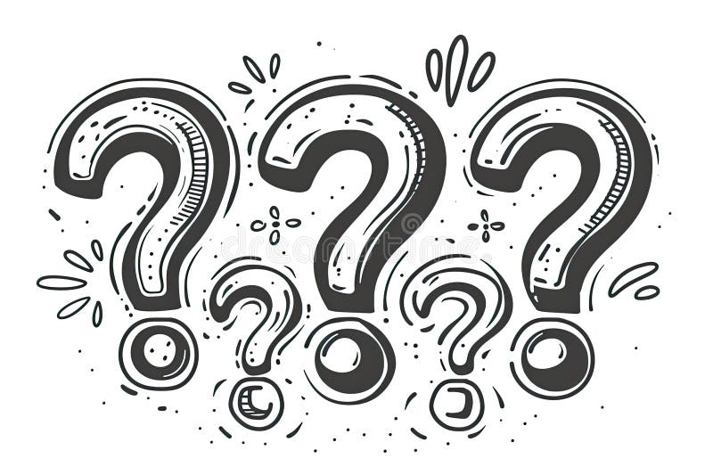 Hand Drawn Question Marks are Illustrated on a Clean White Background ...