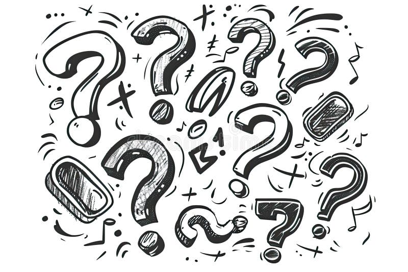 Hand Drawn Question Marks are Illustrated on a Clean White Background ...