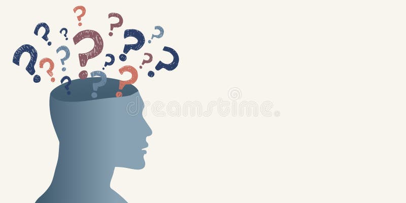 Hand Drawn Question Marks in Semicircle Above a Head Silhouette ...